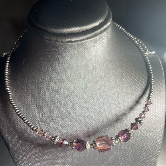 Jewelry | Vintage Romantic Deep Purple Antiqued Silver Color Beaded ...